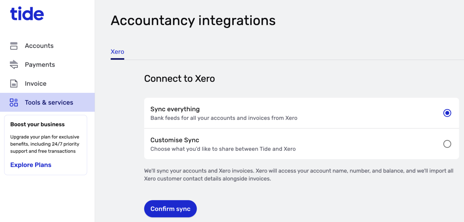 New Feature: Xero Bank Feed Integration | Tide Business