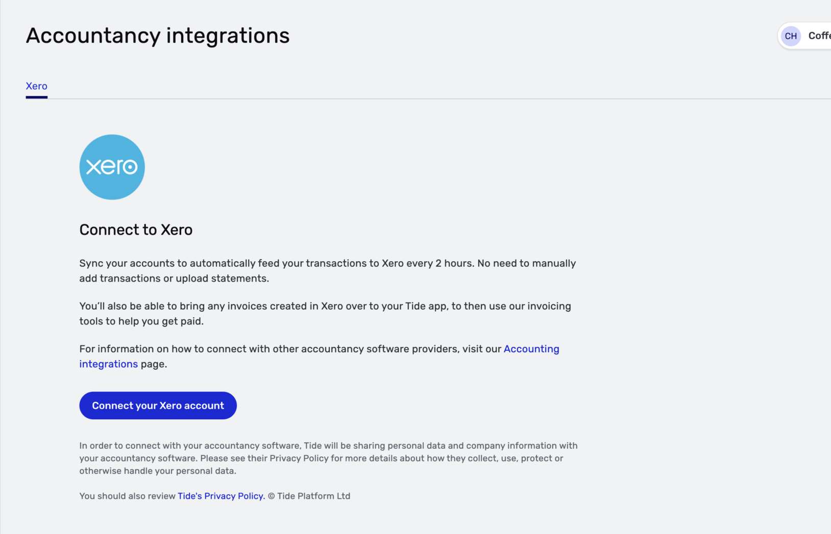 New Feature: Xero Bank Feed Integration | Tide Business
